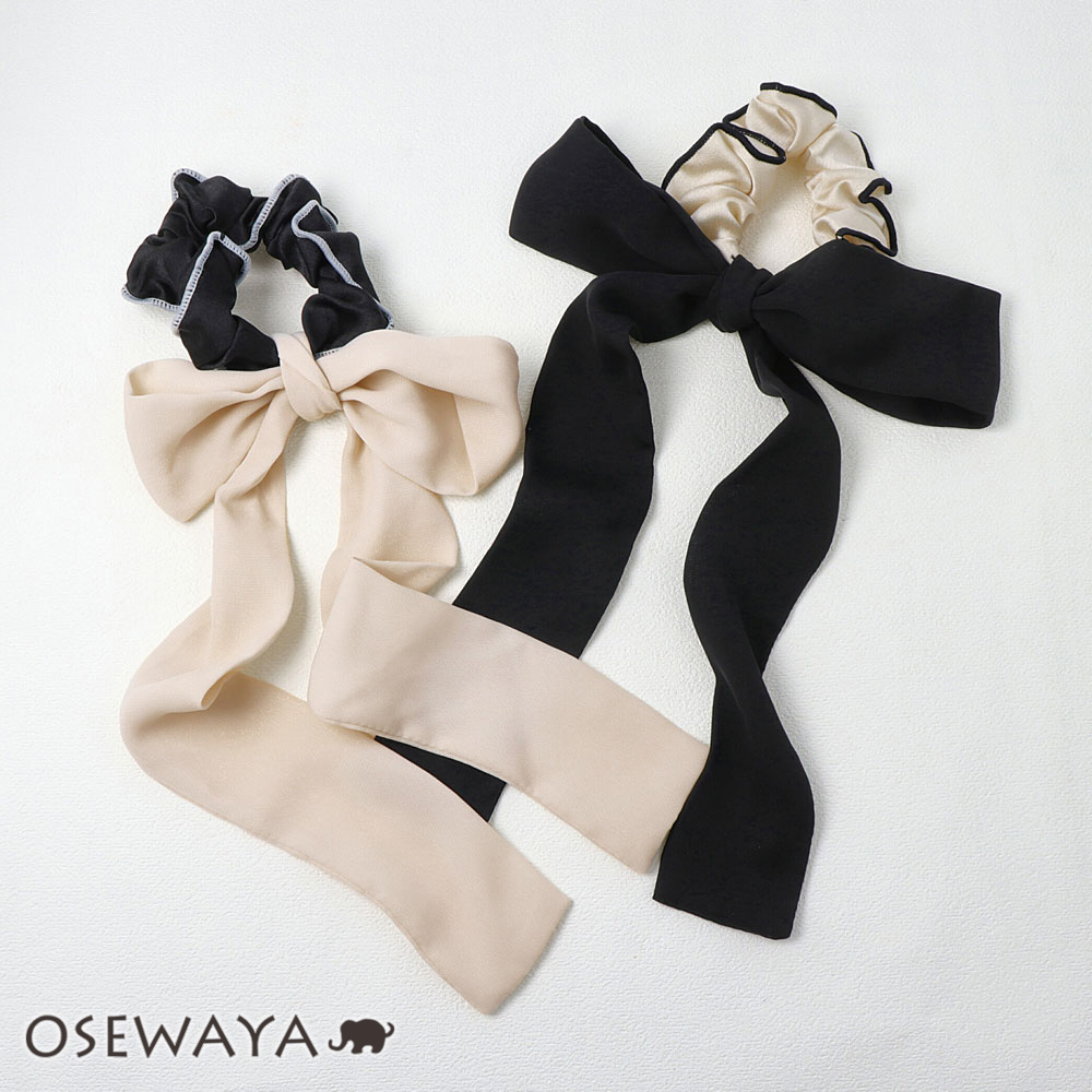 【楽天市場】【500円OFFクーポン配布】【楽天スーパーSALE 半額】シュシュ モノトーン バイカラー ロング リボン ヘアゴム ヘアポニー | OSEWAYA ヘアアクセサリー ヘアアクセ ...