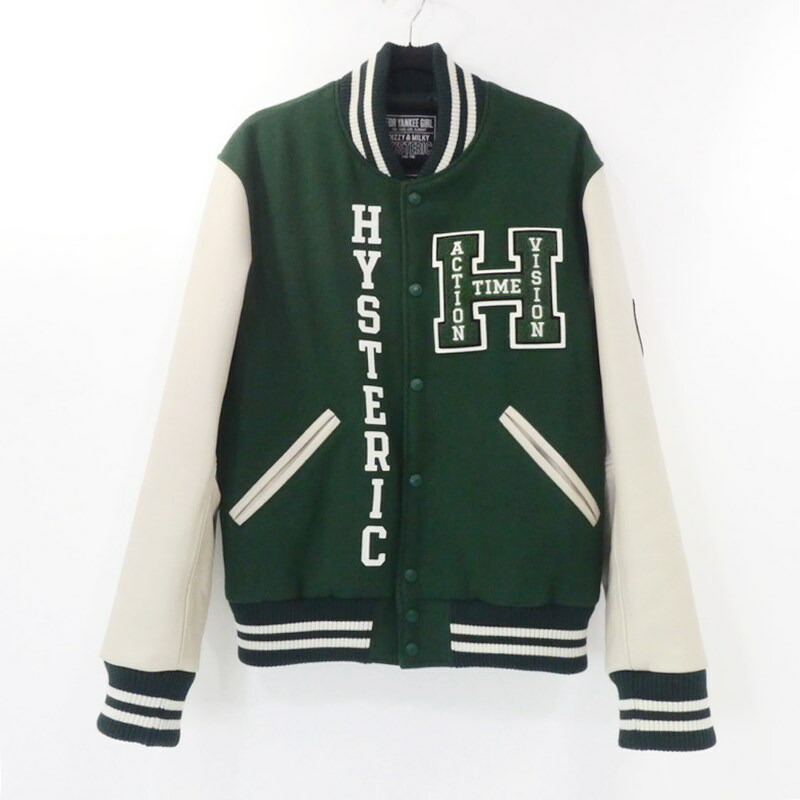 【楽天市場】【中古】HYSTERIC GLAMOUR｜ヒステリックグラマー SEE NO EVIL刺繍 ヴァーシティジャケット スタジャン 02223AB09 2022A/W グリーン サイズ ...