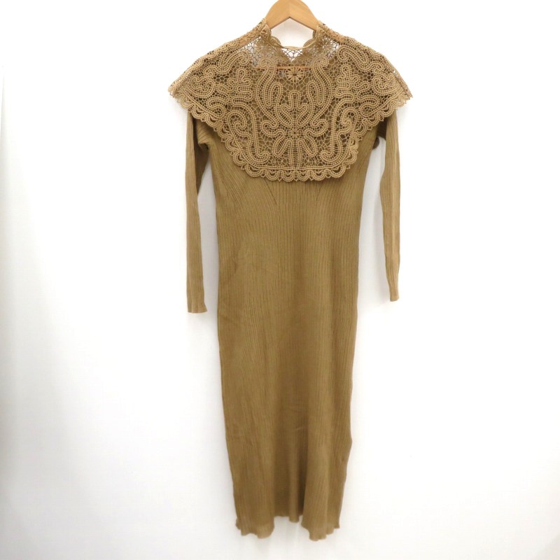 【楽天市場】【中古】 AMERI | アメリ LACE COLLAR SET DRESS ワンピース キャメル サイズ：S【瀬戸大橋店】：お宝市番館