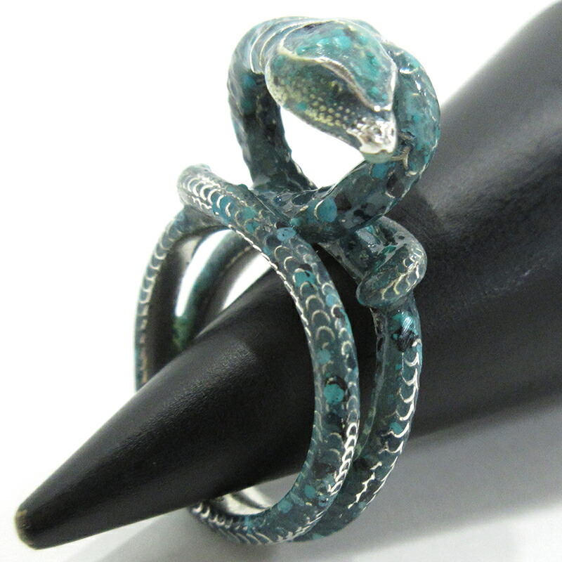 【楽天市場】【中古】GUCCI｜グッチ 525177 シルバーリング エイジングフィニッシュスネーク グリーン サイズ：#12【f135】：お宝市番館