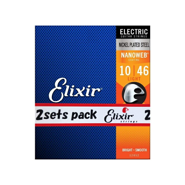 【楽天市場】エリクサー エレキギター弦 2setpack 12052 NANOWEB LIGHT 10-46 Elixir お買い得 2個 ...