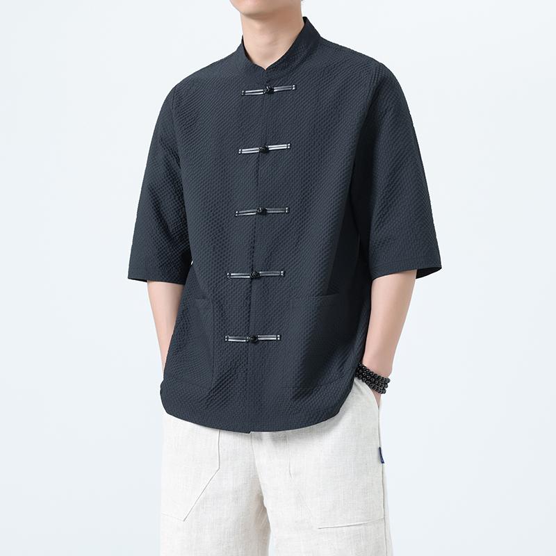 【楽天市場】シャツ メンズ 夏 薄手 涼しい 中華風 スタンドカラー 半袖：おうち健康生活