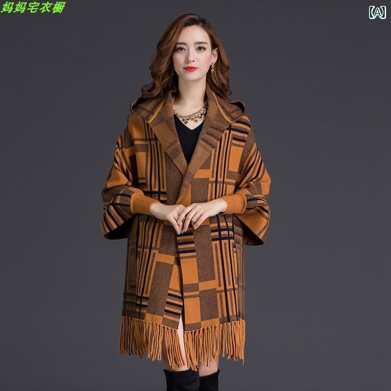 【楽天市場】レディース ショール 暖かい マント ケープ ポンチョ 秋冬 カーディガン ストール アウター トップス 羽織 厚手 フード ...