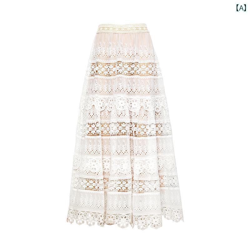【楽天市場】レース スカート レディース かわいい Aライン ゴム フレア ティアード マキシ丈 細身え 着痩せ ひらひら 春秋 裏地 ハイ ...