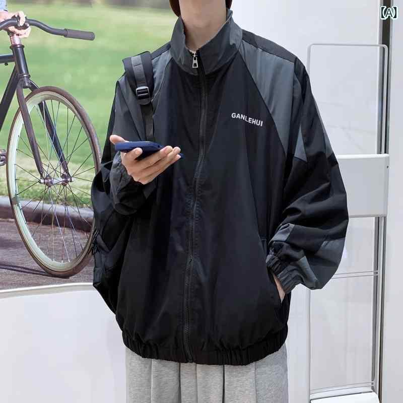 【楽天市場】ウインドブレーカー メンズ 春秋 トップス アウター ジャケット ジップアップ 長袖 ポケット スタンドカラー ゆったり ...