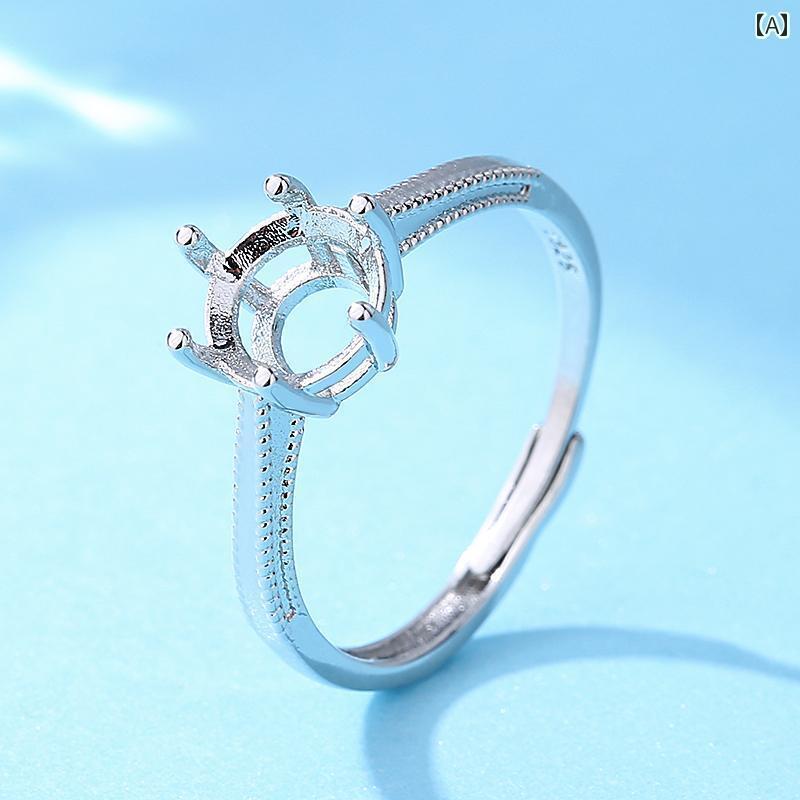 【楽天市場】リング 空枠 指輪 DIY diy S925 銀 メッキ オープン レディース 宝石 象嵌 楕円形 シルバー：おうち健康生活