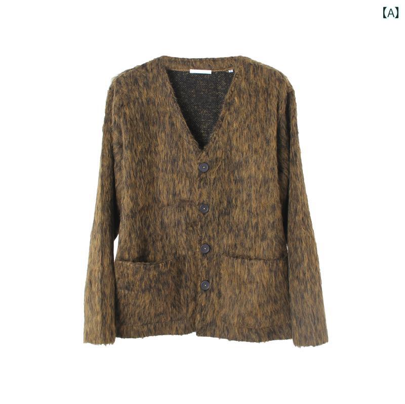 【楽天市場】カーディガン メンズ レディース ニット Vネック トップス カジュアル ファッション ウール キャメル：おうち健康生活