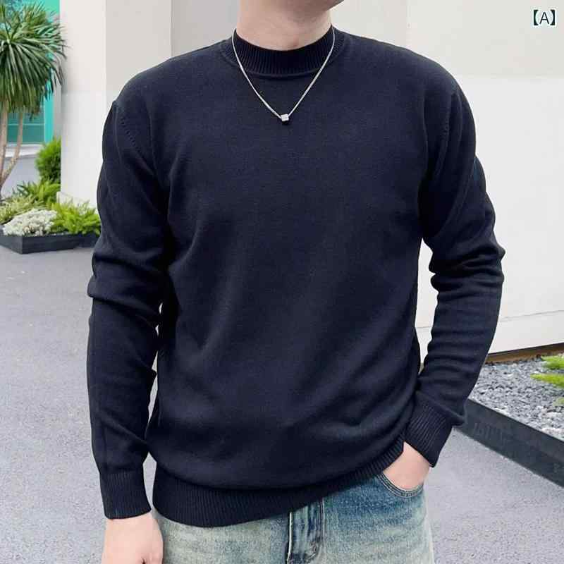 【楽天市場】セーター メンズ ニット トップス タートルネック ハイネック 秋冬 無地 長袖 スリム フィット ブラック グレー カーキ：お ...