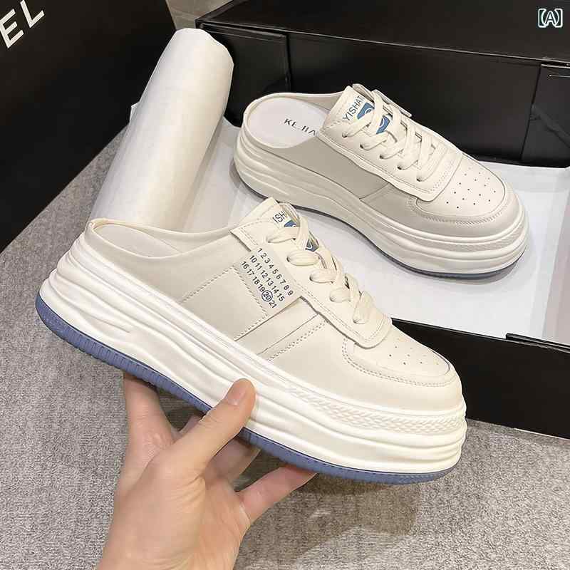 【楽天市場】かかし スニーカー レディース 厚 履きやい 身長アップ ハーフ スリッパ 夏 靴 通気性 快適 防臭 軽量 涼しい 滑りにくい ...