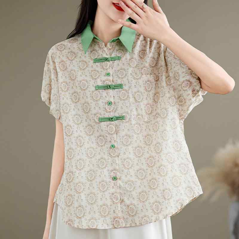 【楽天市場】婦人服 ファッション レディース おしゃれ 上品 チャイナ風 トップス カラフル シャツ 夏 リゾート フレンチ 半袖 花柄 ...