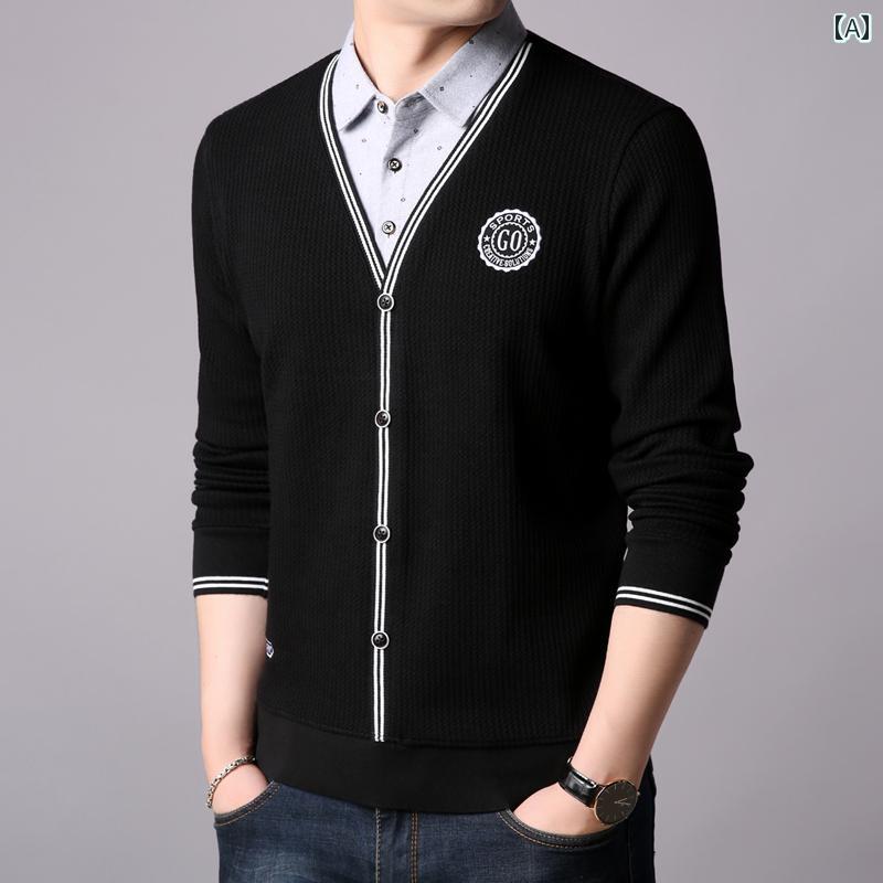 【楽天市場】メンズ ファッション シンプル おしゃれ 秋冬 グリーン Tシャツ シャツ 襟 フェイク セットアップ 英国風 長袖 快適 ...