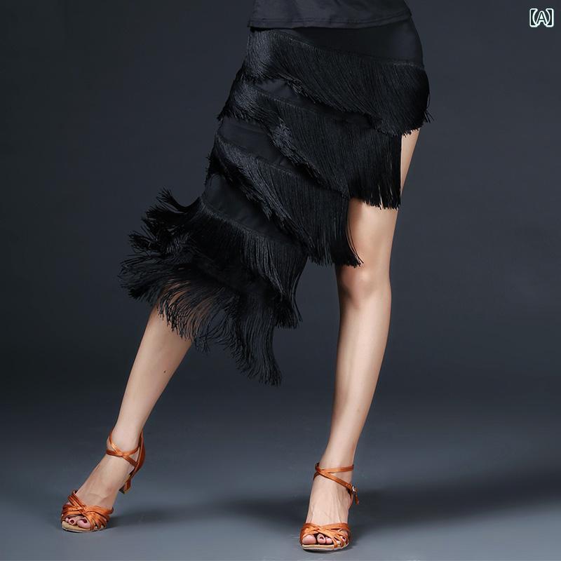 【楽天市場】ダンス 衣装 パフォーマンス ラテンダンス 服 レディース 大人 不規則 フリンジ スカート ルンバ チャチャチャ サンバ ...