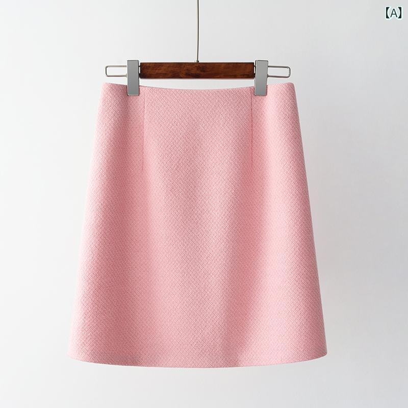 【楽天市場】レディース スカート おしゃれ 通勤 オフィス カジュアル デート 女子会 ファッション ピンク ウール 秋冬 ハイウエスト ...