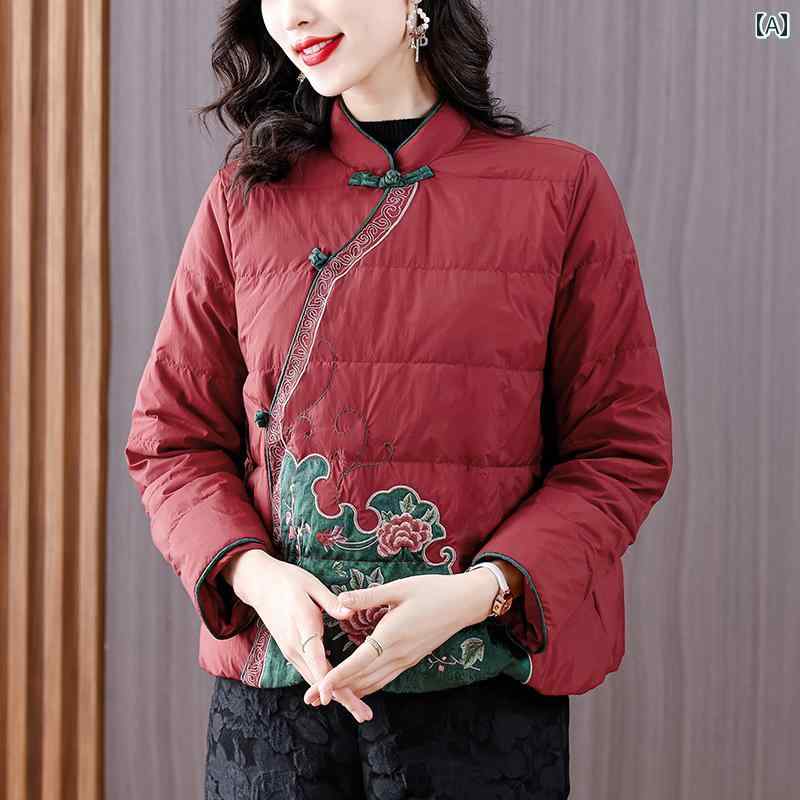 【楽天市場】レディース アウター 上品 カジュアル おしゃれ レトロ チャイナ風 綿入り ジャケット ボタン ダウン 綿入り ジャケット 刺繍 ...