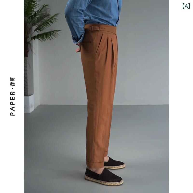 【楽天市場】メンズ パンツ オフィス ビジネス カジュアル ダンディ デイリー 通勤 イタリア ナポリ 綿麻 混紡 スリム：おうち健康生活