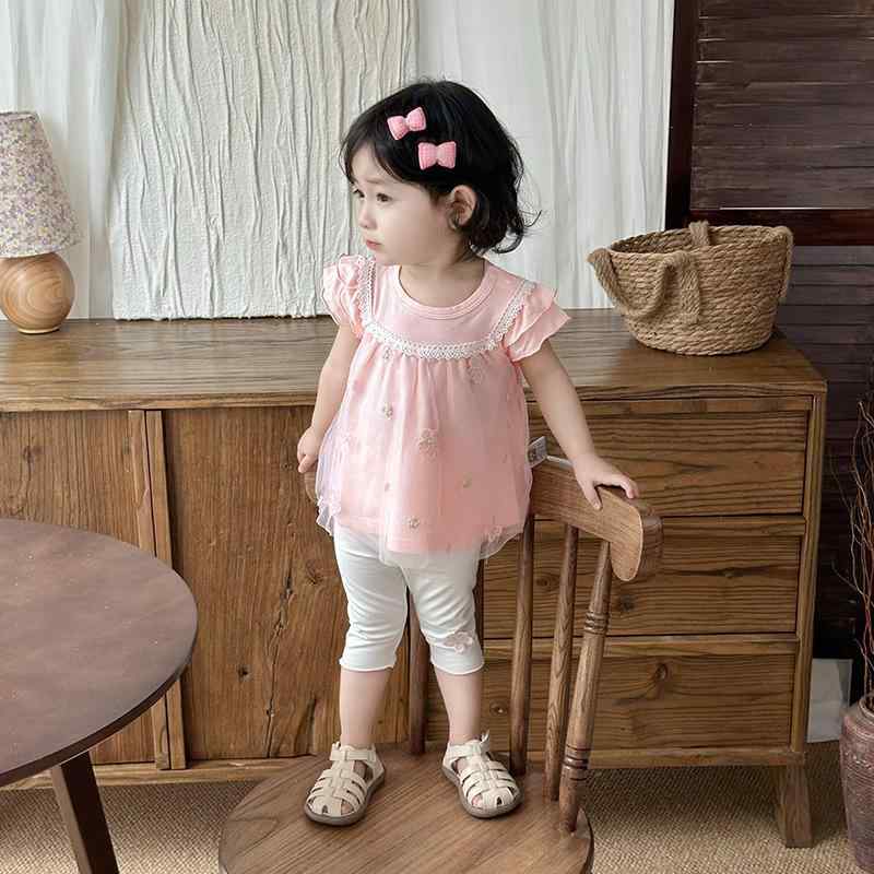 【楽天市場】ベビー ガールズ セットアップ 春夏 半袖トップス ロングパンツ 2点セット 薄手 フリル かわいい 動物柄 綿 ピンク 韓国 お ...