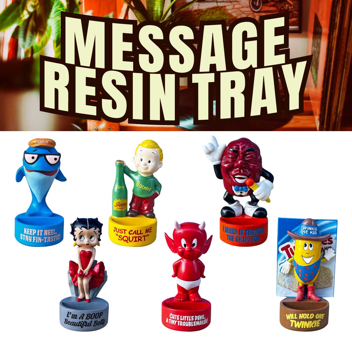 【楽天市場】【 カリフォルニアレーズン 】便利なトレー付き MESSAGE RESIN TRAY STATUE メッセージ レジン トレイ ...