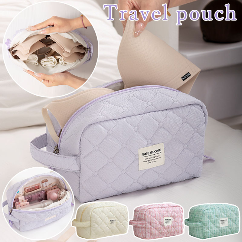 【楽天市場】【10％OFFCP★マラソン限定】\当日発送／ ランジェリーポーチ コスメポーチ キルティング かわいい オシャレ 下着収納ポーチ ブラ収納ポーチ 大容量 超軽量 バッグインバッグ ...