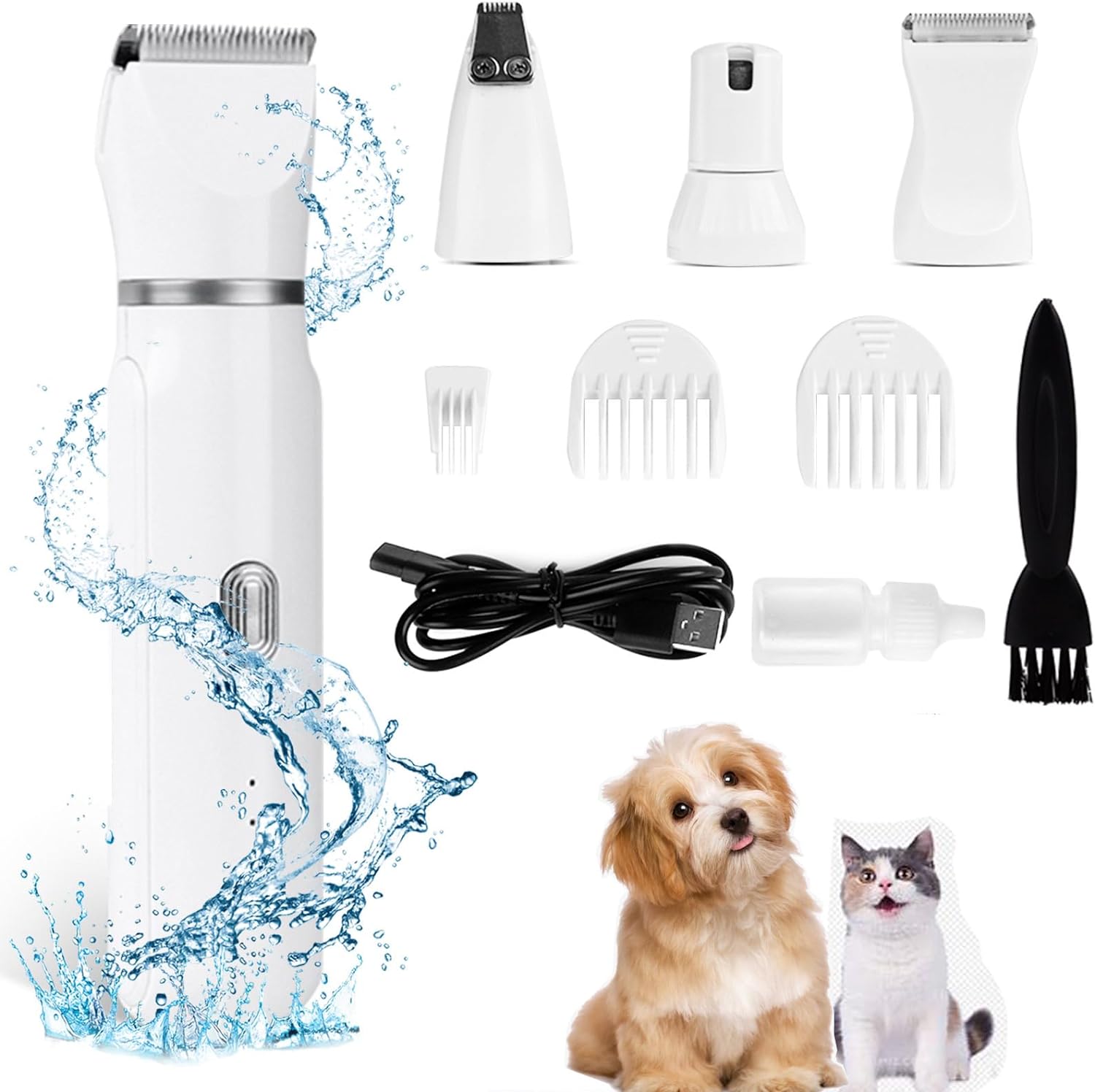 【楽天市場】★限定5%OFF★DEWEL ペット用バリカン 犬用 猫用バリカン 4in1多機能 IPX7防塵防水 二段階調整 低騒音 高精度 刈り長さ調整可能 全身カット用 水洗い可 充電式 ...