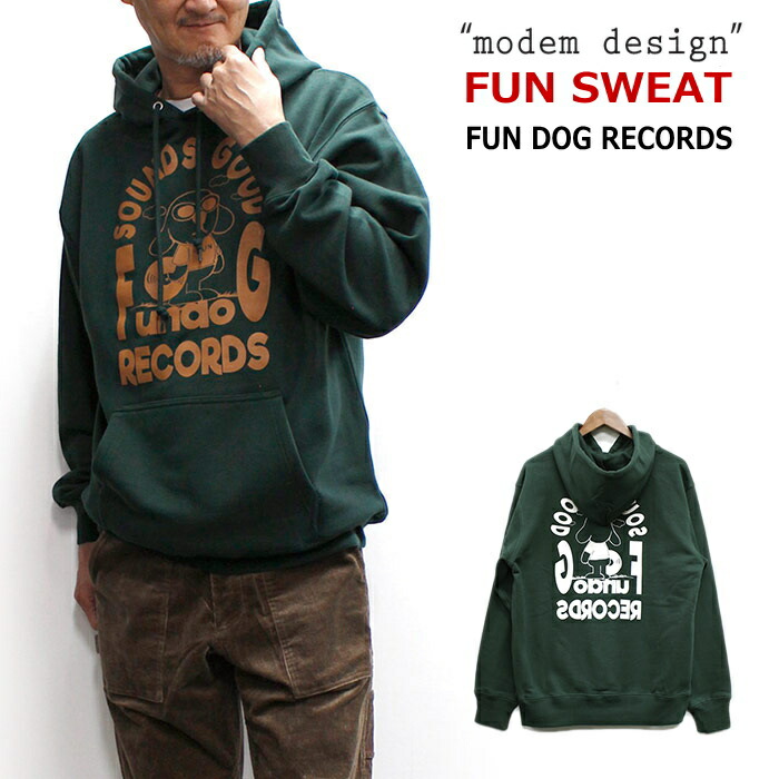 【楽天市場】modem design(モデムデザイン) "FUN DOG RECORDS PARKA" スウェットパーカー/フーディー ...