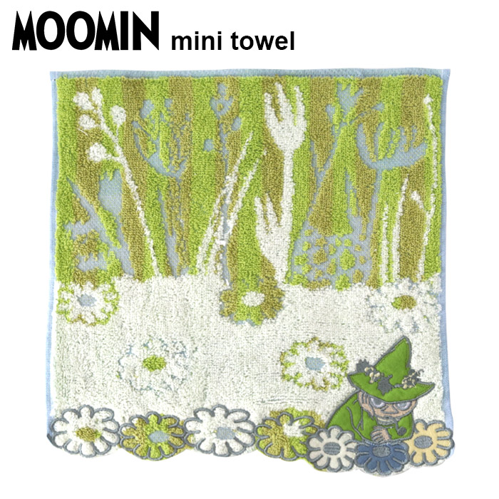 【楽天市場】【 メール便5枚まで可 】 ムーミン MOOMIN ミニタオル 「 フィールドグリーティング ( スナフキン )」 25×25cm オーガニックコットン 無撚糸 スチーム ...