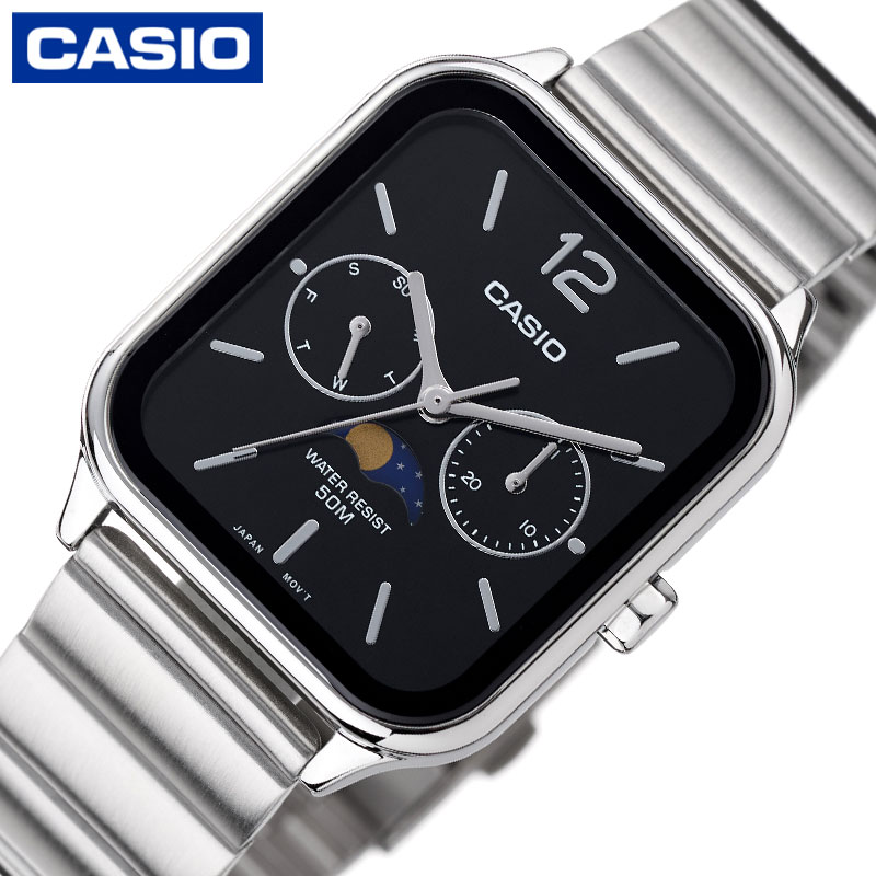 【楽天市場】カシオ 腕時計 CASIO 時計 カシオ CASIO スタンダード ムーンフェイズ STANDARD ブラック 男性 向け メンズ ...