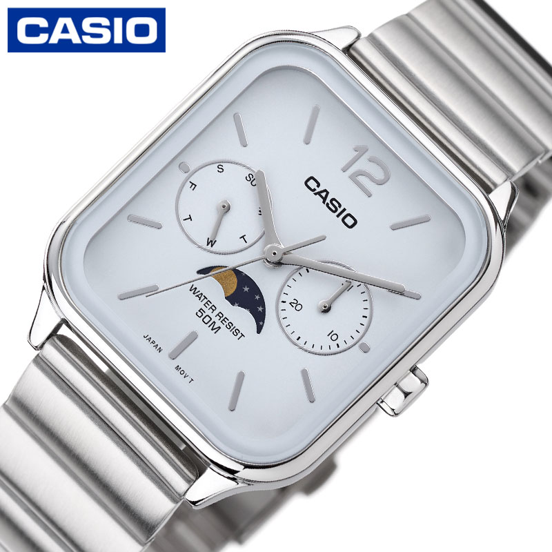 【楽天市場】カシオ 腕時計 CASIO 時計 カシオ CASIO スタンダード ムーンフェイズ STANDARD ホワイト 男性 向け メンズ ...