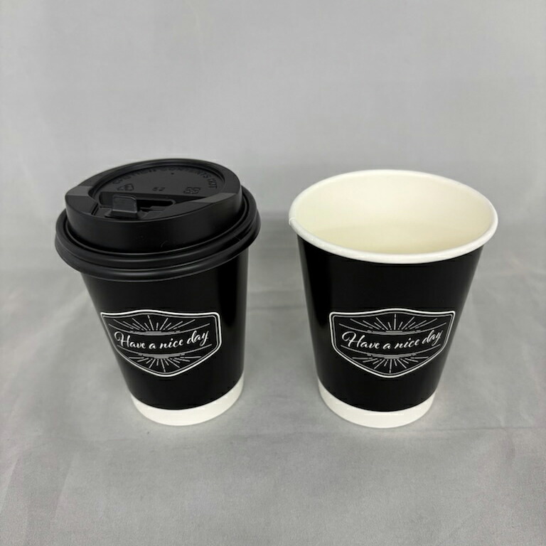 【楽天市場】紙コップ 耐熱 ブラック 280cc[フジ厚紙コップ & 紙コップリッド 280 ブラック 2,000個セット]口径Φ80×高さ ...