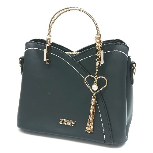 【楽天市場】 ZZMY ゴールド金具 ハート カジュアル ショルダーバッグ ハンドバッグ ブラック レディース E 【中古】：フクワウチ