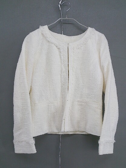 【楽天市場】 due sei? ドゥエセイ ツイード ノーカラー 長袖 ジャケット サイズ9AR オフホワイト レディース 【中古】：フクワウチ