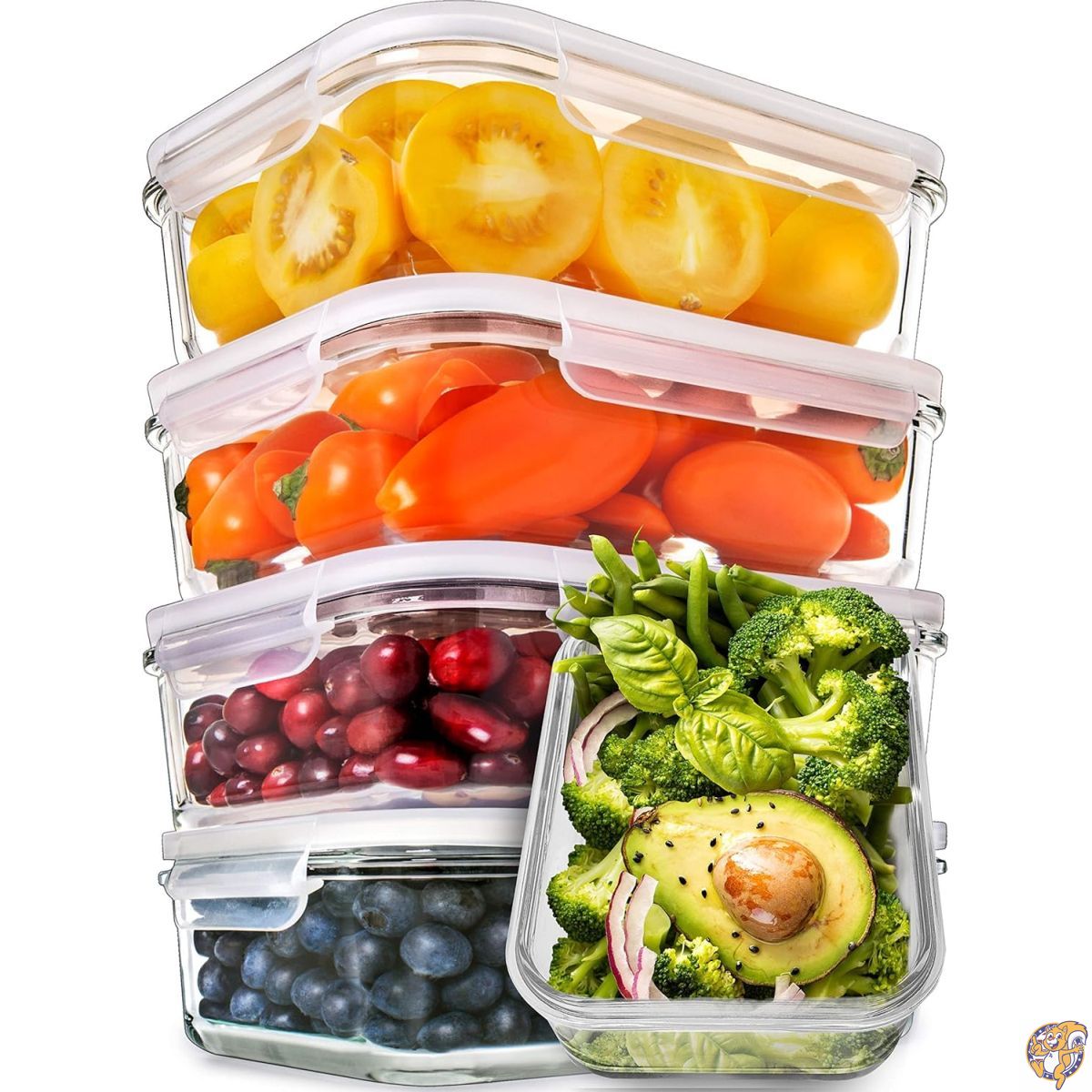 【楽天市場】【14-15日限定!1000円クーポン20名様】[5-Pack,890ml] Glass Meal Prep Containers ...