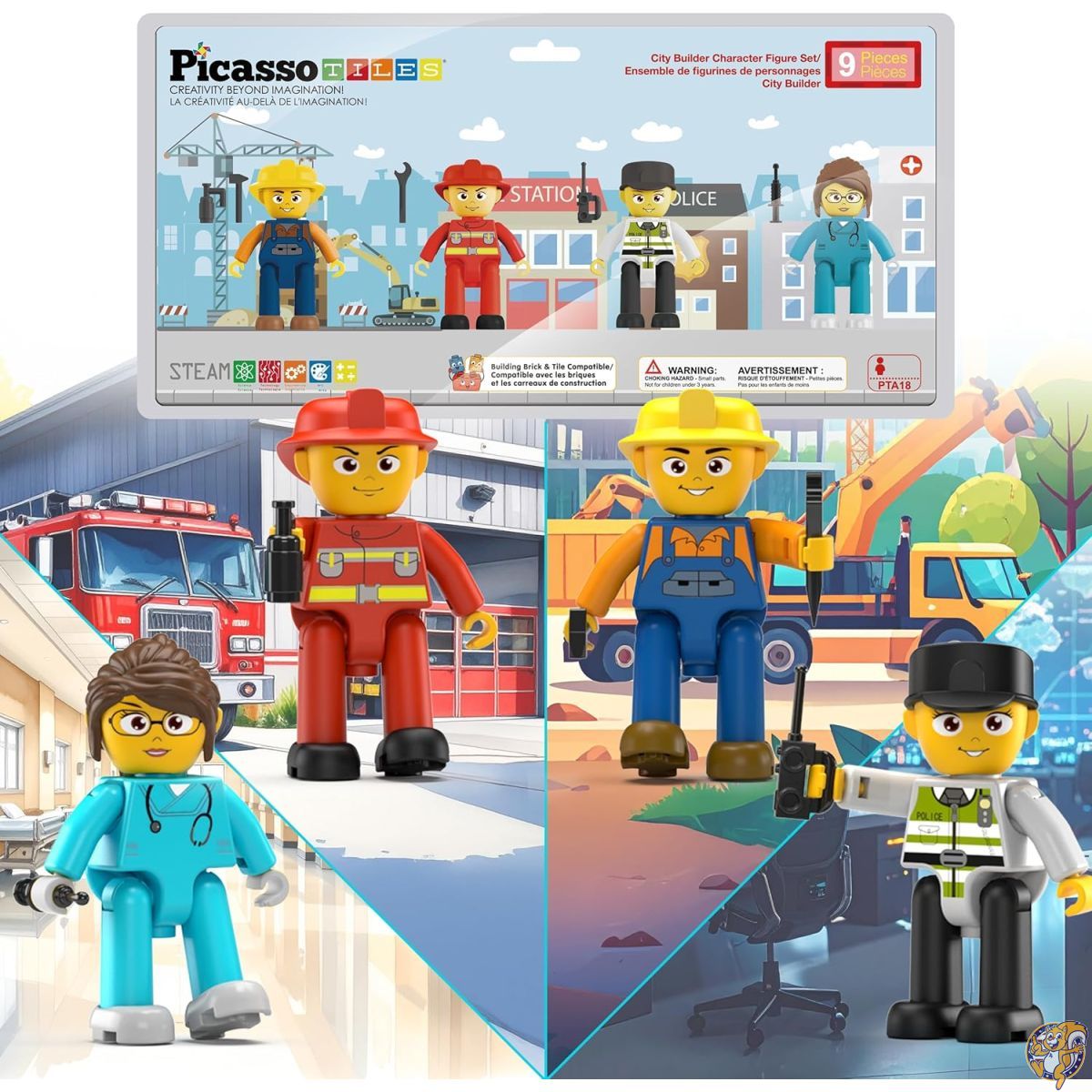 【楽天市場】Picasso Toys Magnetic Action Figures 4 Piece City Builder ...