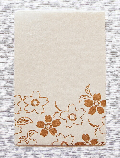 【楽天市場】京染和紙 桜柄の和紙はがき＜桜：金＞生成り 3枚入り：ペーパーアーツ