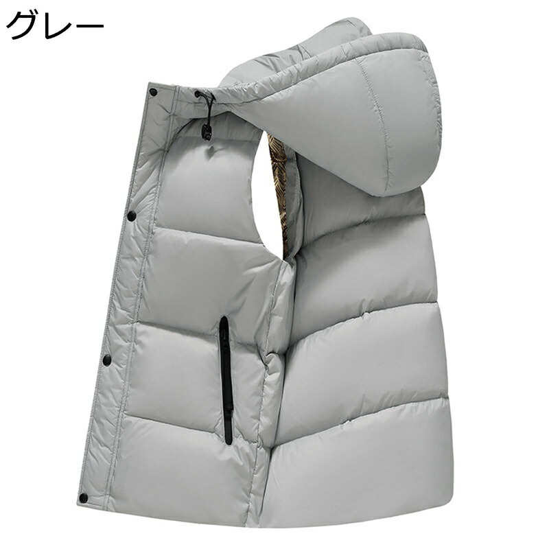 【楽天市場】ダウンベスト メンズ フードベスト 秋冬 ビッグサイズ インナーベスト チョッキ シンプル カジュアル 厚手 防寒 保温 ...