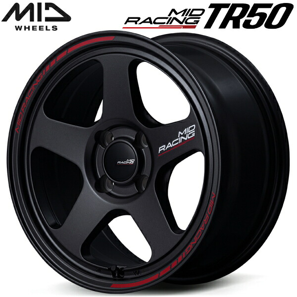 【楽天市場】MID RACING TR50 ホイール4本Set ターマックブラック7.0J-16インチ 4穴/PCD100 インセット+35 ...