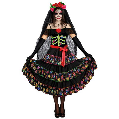 楽天市場】コスプレ 仮装 死者の日 スカル花嫁 大人用 M 【 コスプレ