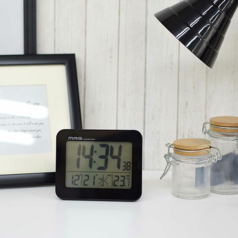 【楽天市場】【直送品】MAG マグ 小型電波置時計 ファルマン ブラック T-776 BK-Z 高さ80x横幅98x奥行38mm 2024 MAG カタログ【ヘルシ価格】インテリア 時計 ...