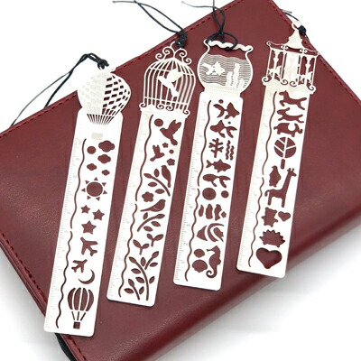 【楽天市場】ステンレスで加工された、繊細できれいなデザインが素敵なブックマーク。4種類セット [LG-BOOKMARK-4SET] しおり 栞 ...