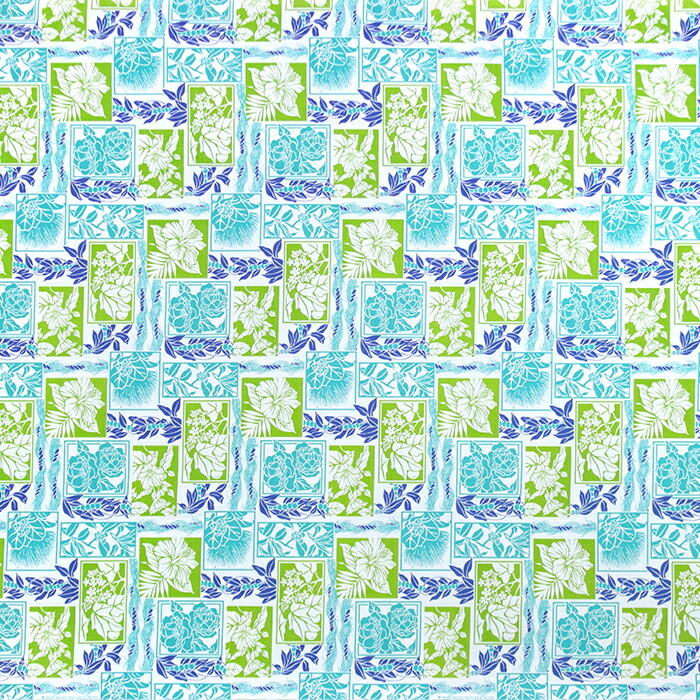 【楽天市場】ハワイアンファブリック ヒスイ色 ハイビスカス パネル柄 fab-2944JDLG 【4ヤードまでメール便可】：パウスカートショップ