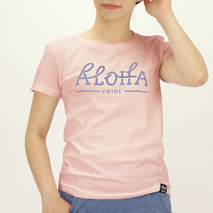 【楽天市場】フラダンスTシャツ−AlohaPride [アロハリボン] ベビーピンク ドライTシャツ シルクプリント レディース tsht ...