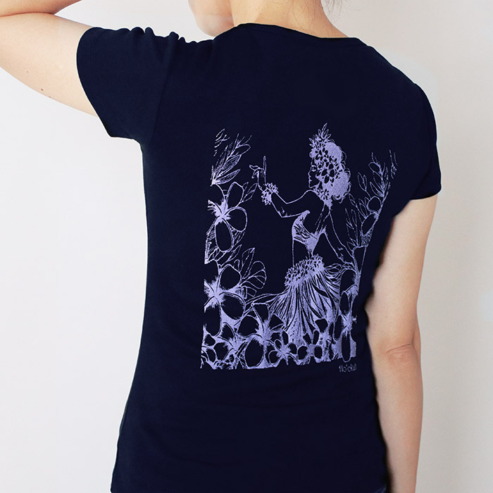 【楽天市場】フラダンスTシャツ−AlohaPride [ホオカヒ] ネイビー シルクプリント レディース tsht-hookahi-NV【1枚 ...