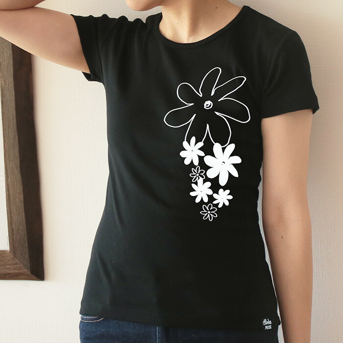 【楽天市場】フラダンスTシャツ−AlohaPride [ティアレ] ブラック シルクプリント レディース tsht-tiare【1枚までメール ...