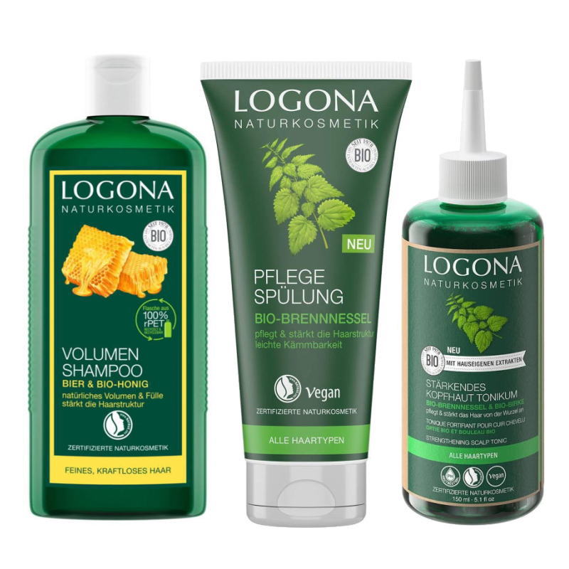 【楽天市場】LOGONA ロゴナ ネトル エッセンシャル シャンプー(250ml) ヘアコンディショナー(200ml)スカルプトニック(150ml)計3点セット：PECHKA