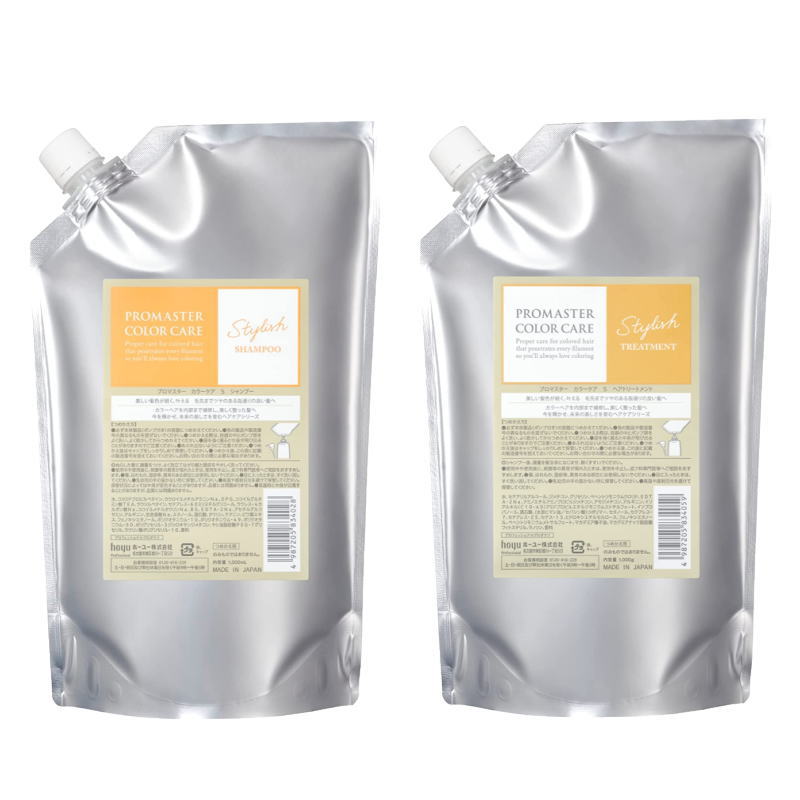 【楽天市場】hoyu ホーユープロフェッショナル プロマスター カラーケア スタイリッシュ シャンプー 1000ml ヘアトリートメント 1000gリフィルセット：PECHKA