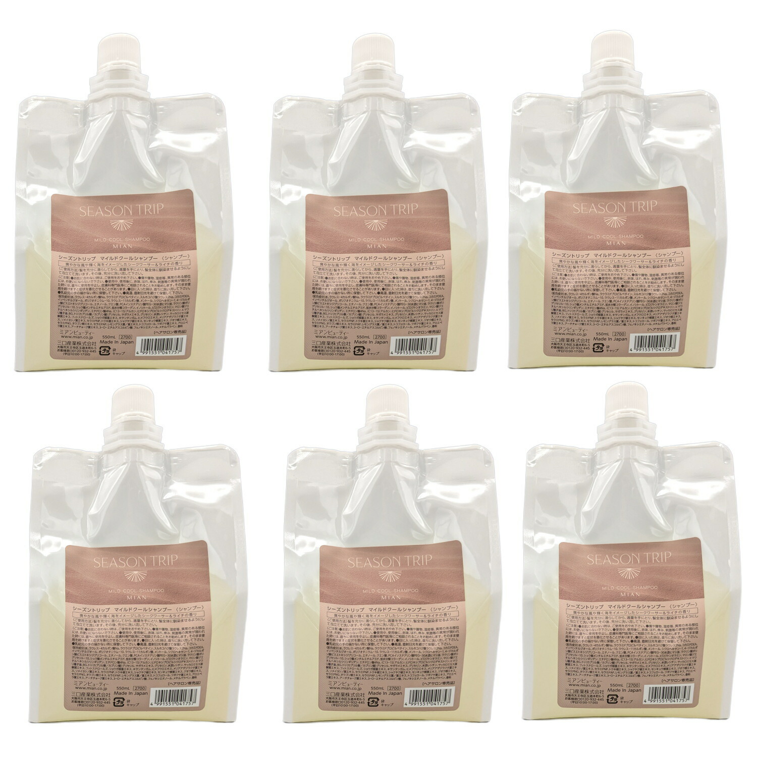【楽天市場】ミアンビューティー シーズントリップ マイルドクールシャンプー 550mlリフィル ×6点セット：PECHKA