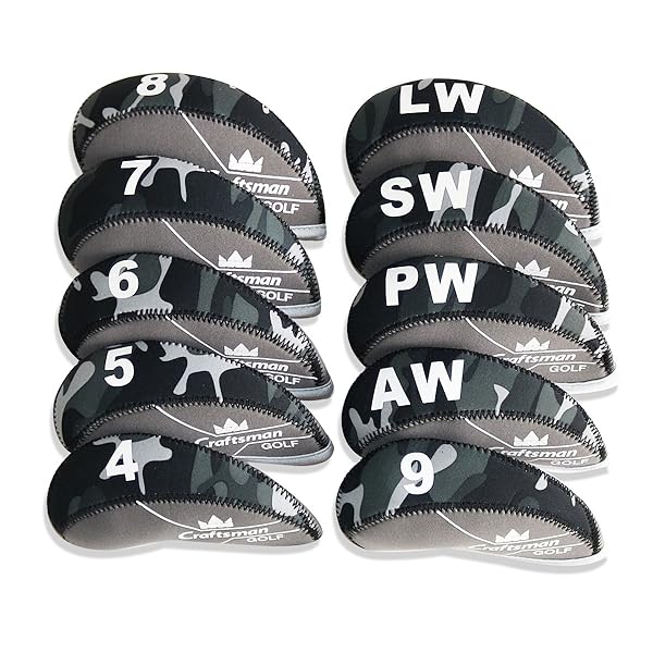 【楽天市場】(クラフトマン) ゴルフアイアンカバー 10枚セット (4-9,PW,AW,SW,LW) クラブヘッドカバー ネオプレン製 メンズ 伸縮性ある 迷彩柄：ぺんぎんや