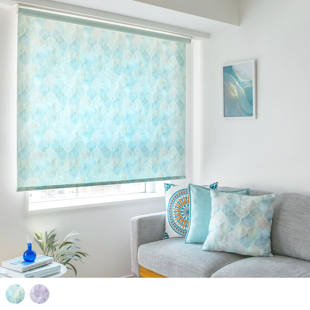 【楽天市場】【￥13,800～】【ロールスクリーン】モロッカンタイルを窓一面に。アートのようなオリジナル非遮光ロールスクリーン ＜エッサウィラ ...