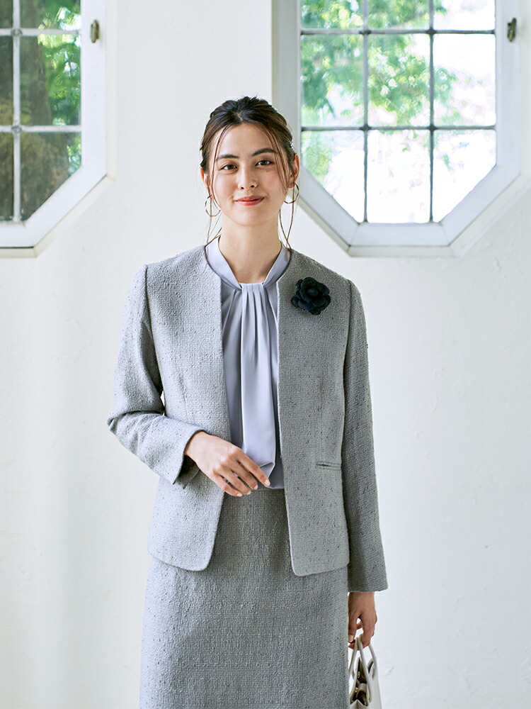 【楽天市場】レディースジャケット ドビーツイードセットアップ ジャケット オフィスカジュアル M．グレー 通年 SS S M L P.S.FA PSFA パーフェクトスーツ：PSFA ピーエスエフエー