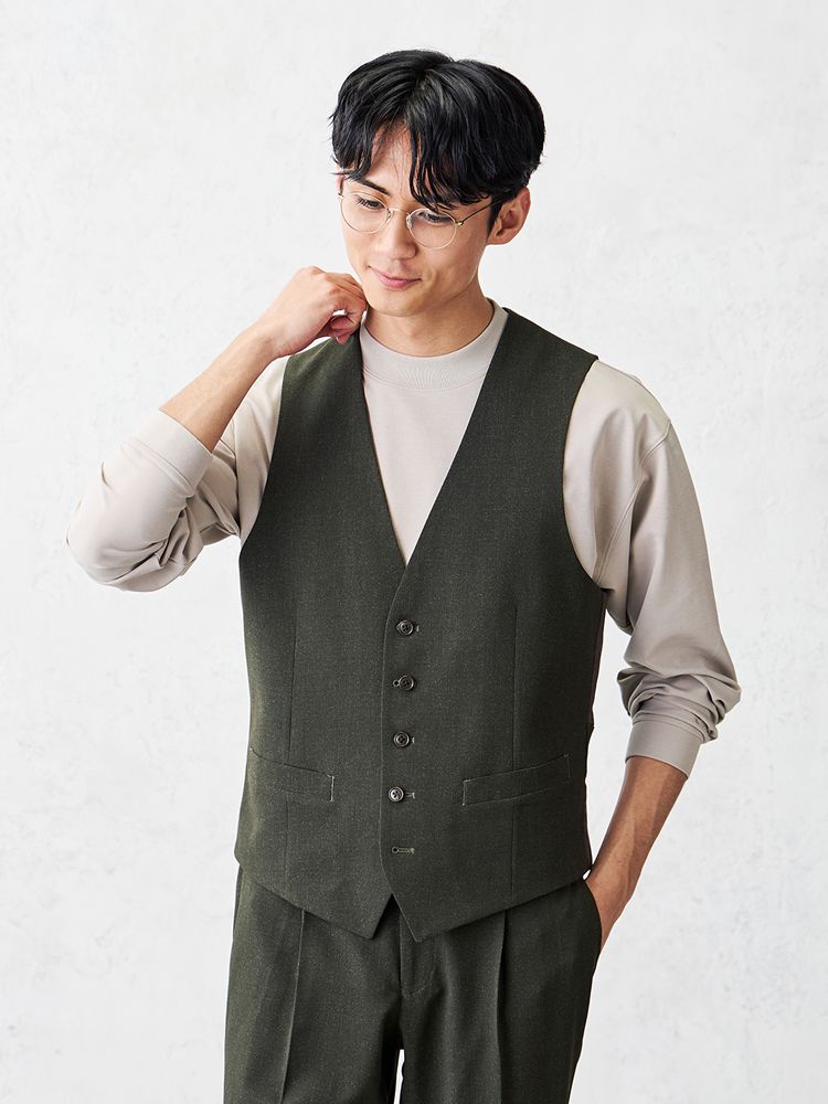 【楽天市場】メンズジャケット ベスト TRANS CONTINENTS【AVANT AIR】デニム調セットアップベスト カーキー 洗える S M L LL ポリエステル 春夏 PSFA ...