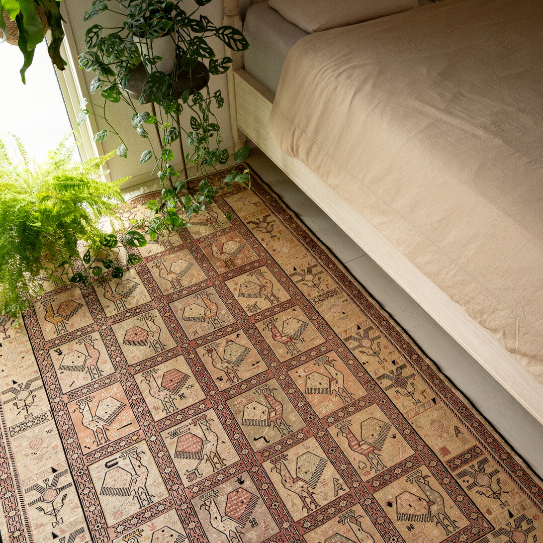 【楽天市場】【本場イラン産】130×196cm キリム ラグサイズL（送料無料 手織り 天然染料 かわいい おしゃれ 絨毯 ラグ ヴィンテージ トライバル シルク100%） SAMILA サ ...